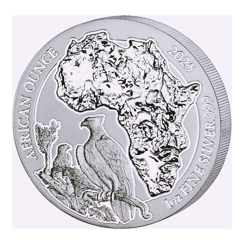 RWANDA 50 RWF Argent 999/1000 1 Once Aigle Martial 2025 ⏰