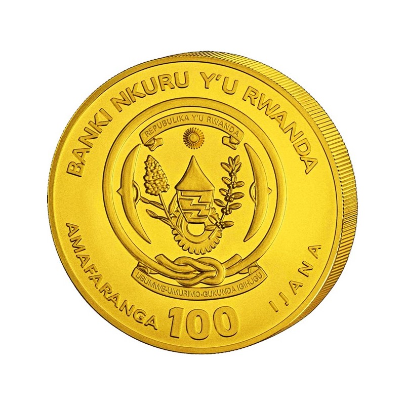 RWANDA 100 RWF Or 1/12 Once Aigle Martial 2025